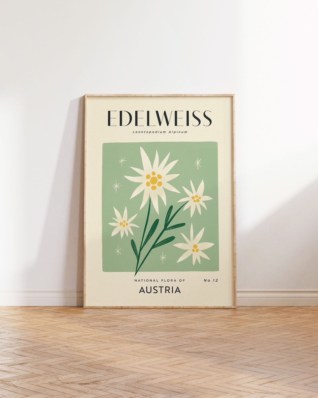 EDELWEISS Retro Art Print | Vintage Floral Home Décor | Boho Flower ...