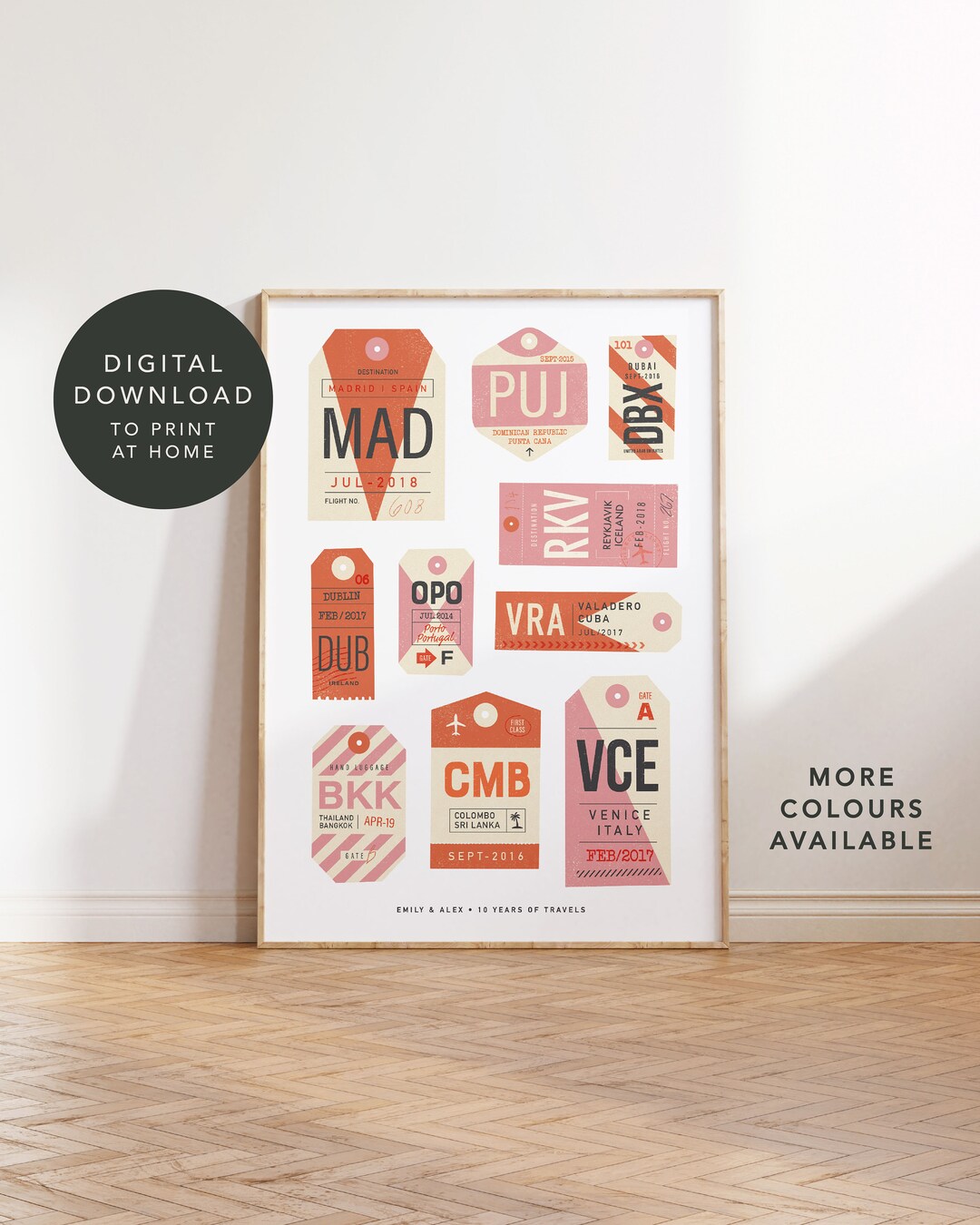 Digital Download | Personalised 10 Vintage Luggage Tag Print | Bespoke ...