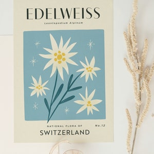 EDELWEISS Retro Art Print | Vintage Floral Home Décor | Boho Flower ...