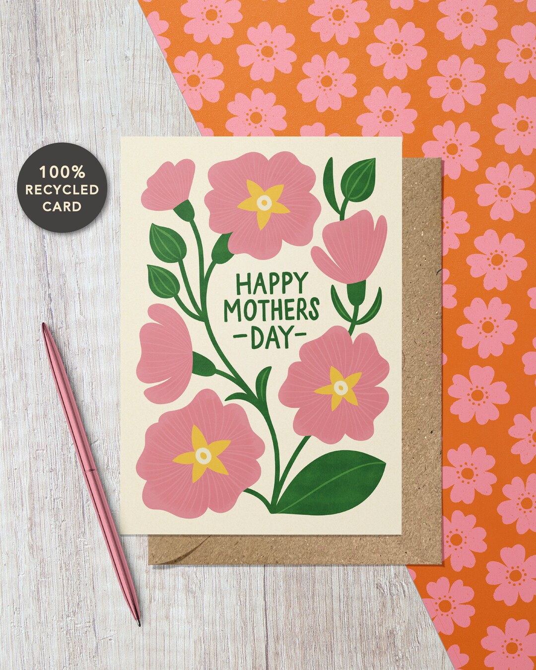 Primrose Floral Illustrated Greeting Card | Modern Eco-friendly Happy ...