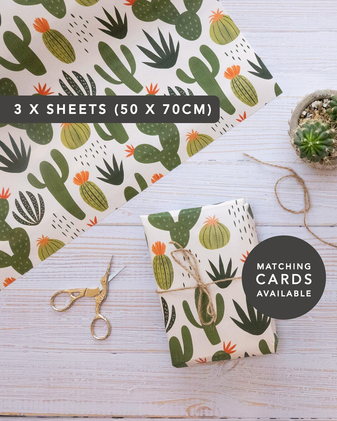 Cactus Plants Eco Gift Wrap | Premium Eco Friendly Wrapping Paper ...