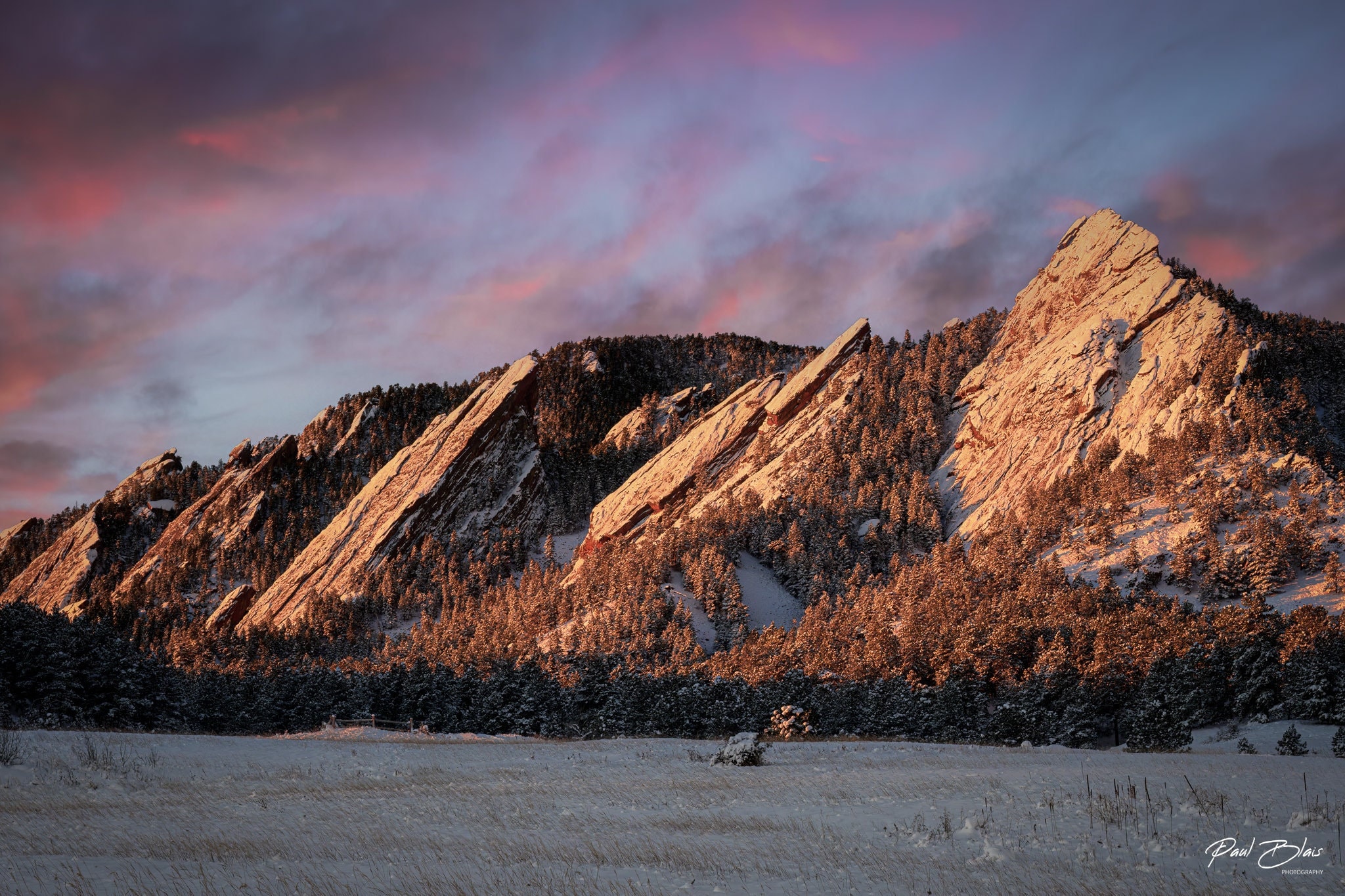 Boulder Flatirons Winter Sunrise Photo - Colorado Rocky Mountain Print ...