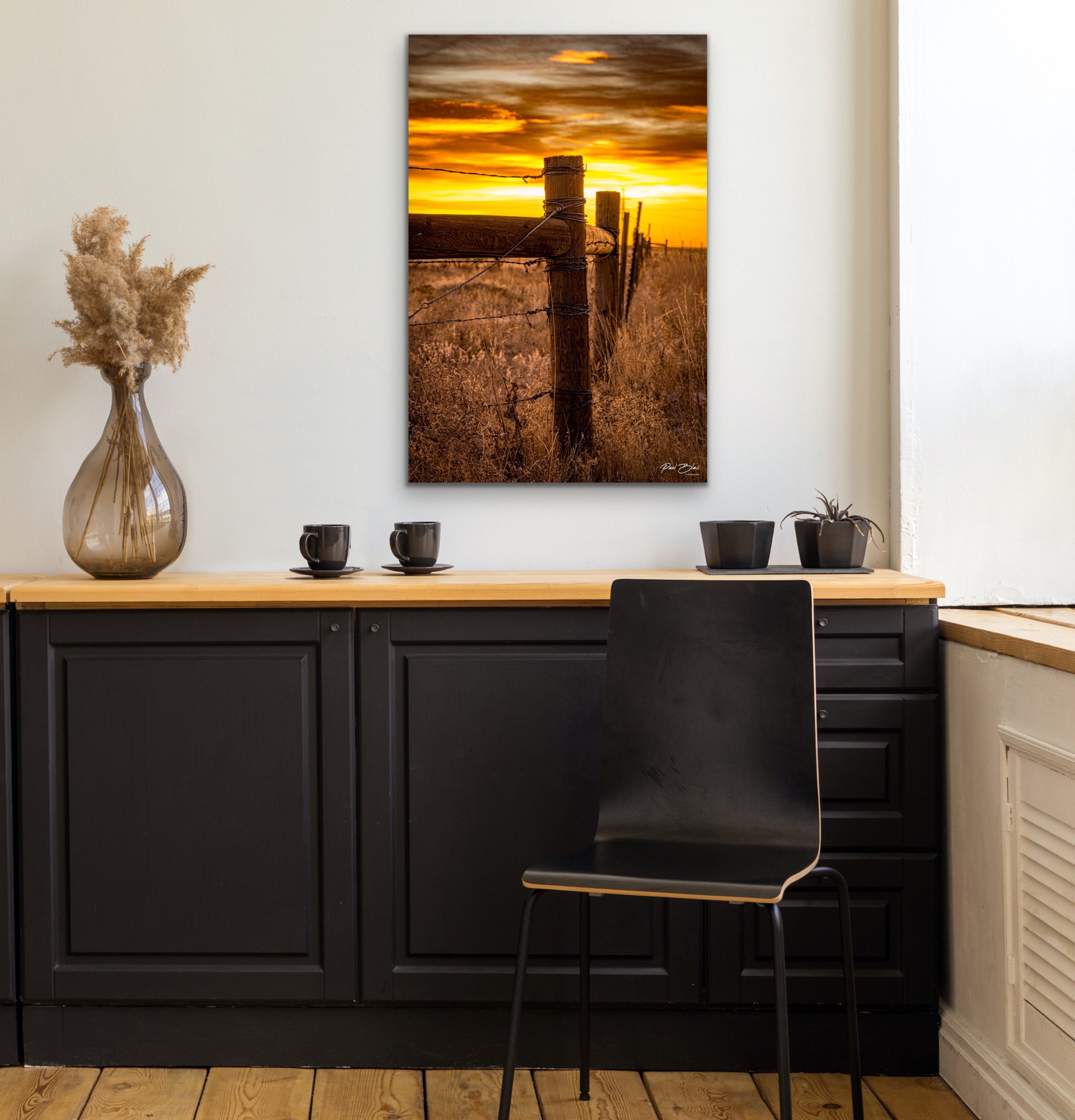 Farm Fence Sunrise Photo - Rustic Farmhouse Decor - Rural Countryside ...