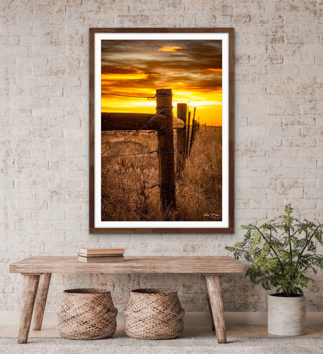 Farm Fence Sunrise Photo - Rustic Farmhouse Decor - Rural Countryside ...