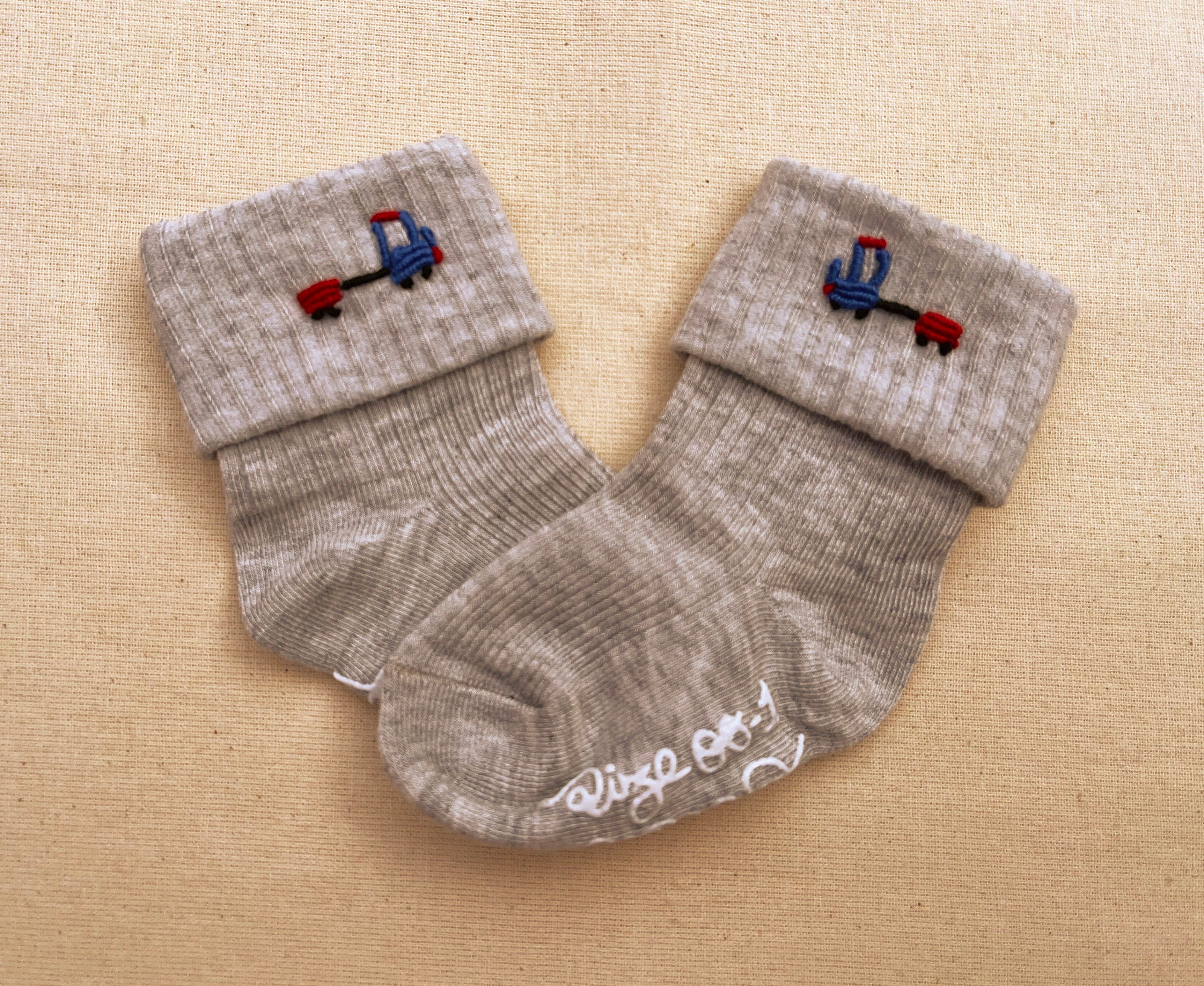 Grey Baby Singlet and Socks With Hand Embroidered Train Set for a Baby ...