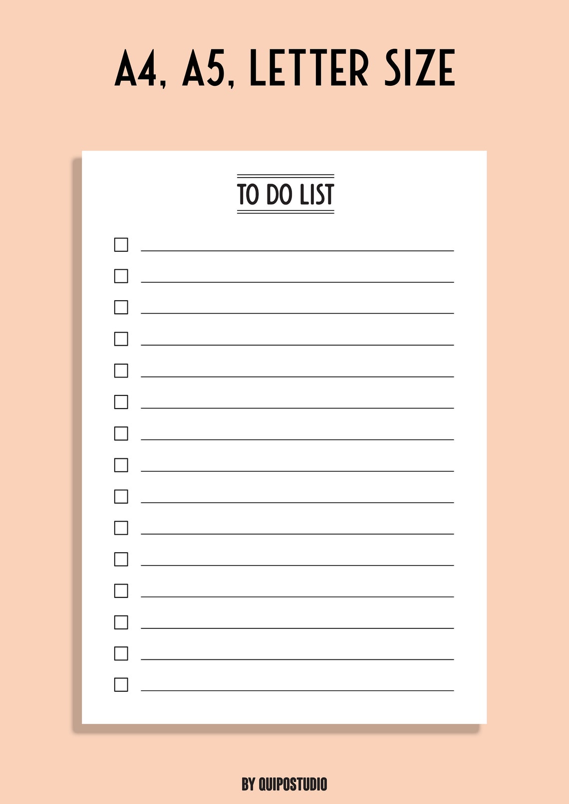Simple to Do List | A4, A5, Letter Size | Minimal Template | to Do List ...