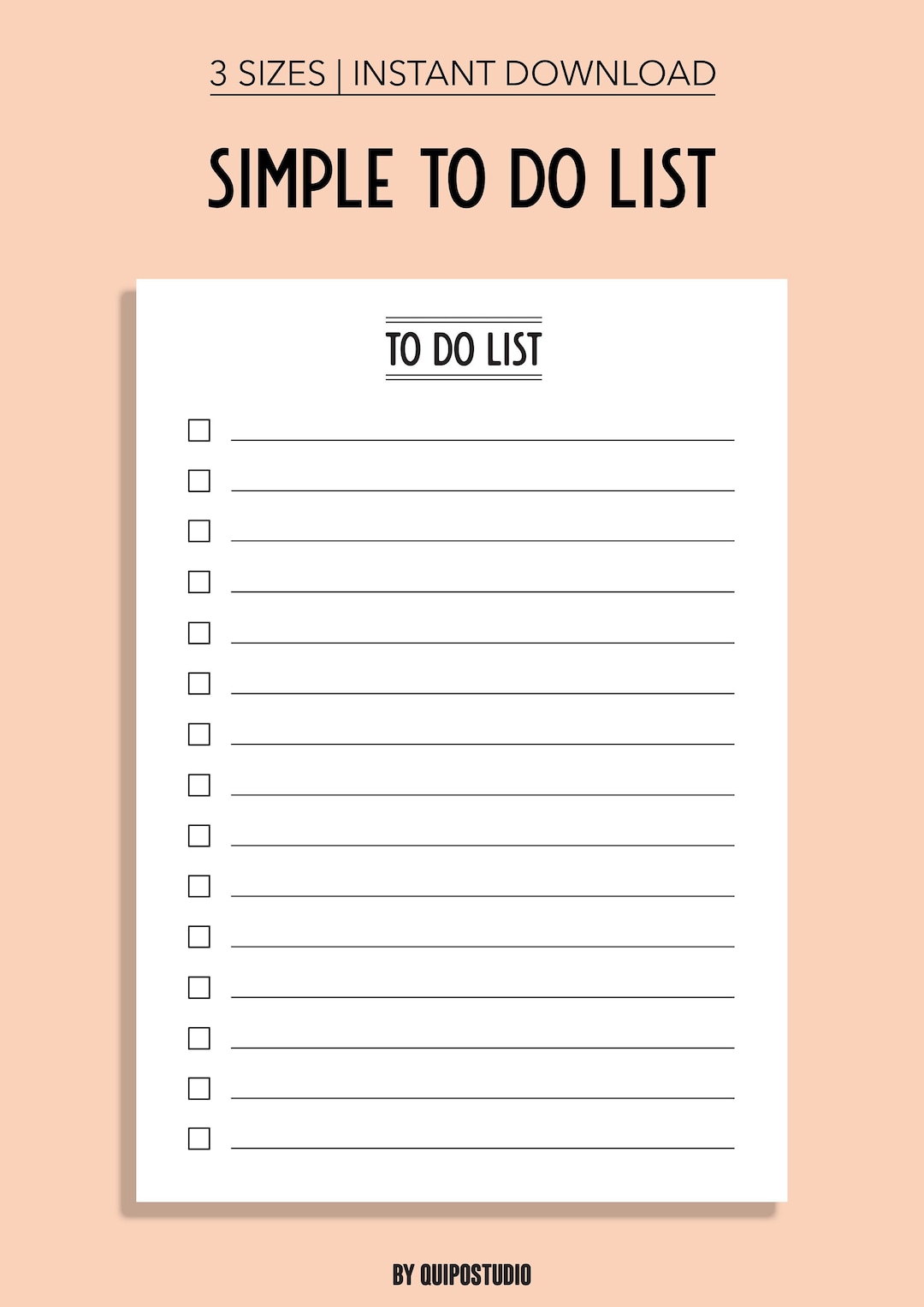 Simple to Do List | A4, A5, Letter Size | Minimal Template | to Do List ...