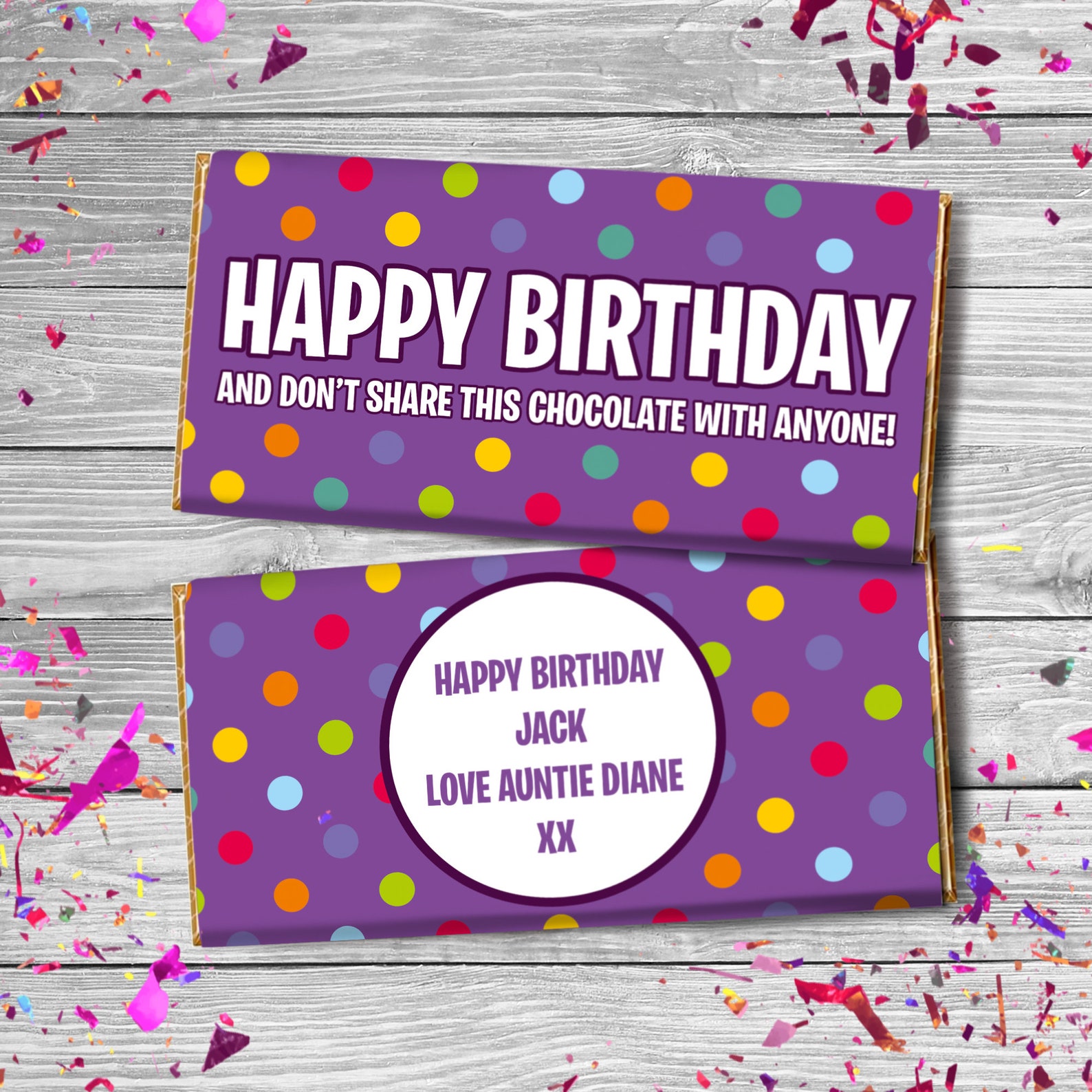 Happy Birthday Chocolate Bar Wrapper | Personalised With Any Message on ...