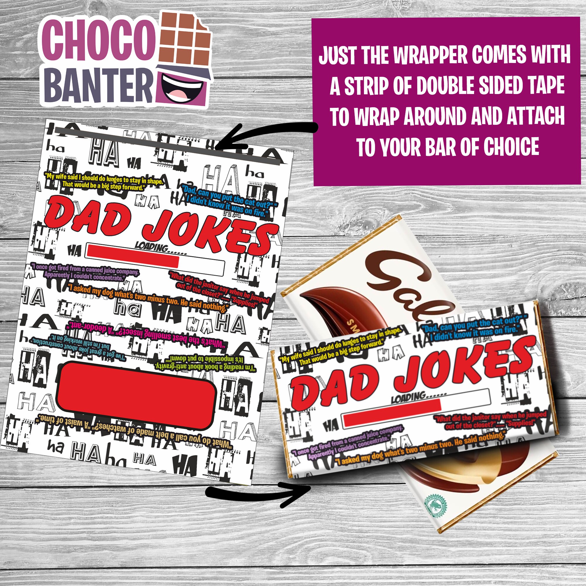 DAD JOKES Funny Chocolate Bar Wrapper Includes Jokes - Etsy UK