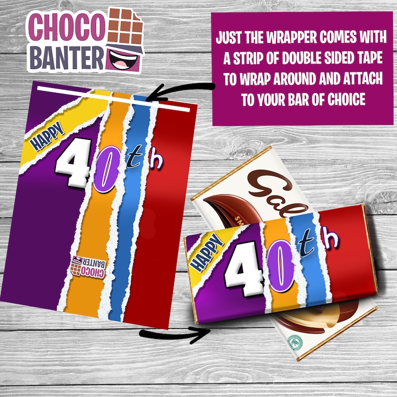 Happy 40th Birthday Novelty Chocolate Bar Printed Chocolate - Etsy
