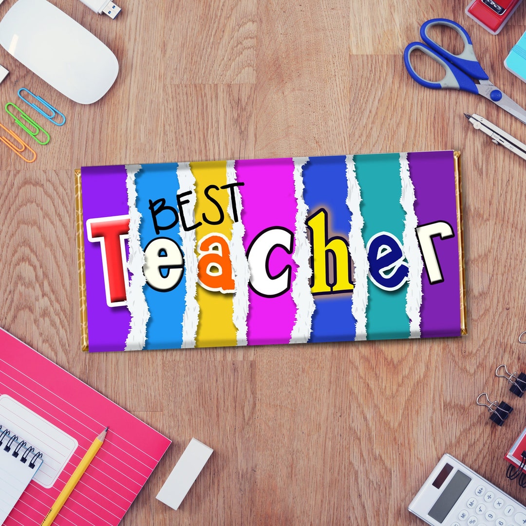 BEST TEACHER Chocolate Bar Wrapper | Personalised With Any Message on ...