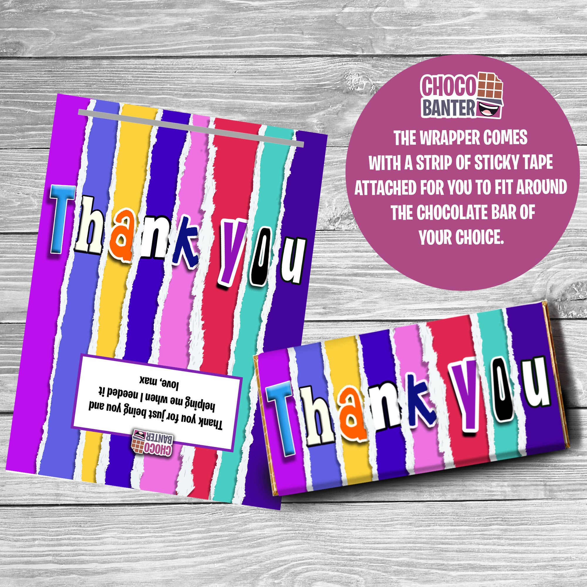 Thank You Chocolate Bar Wrapper Personalised With Any - Etsy UK