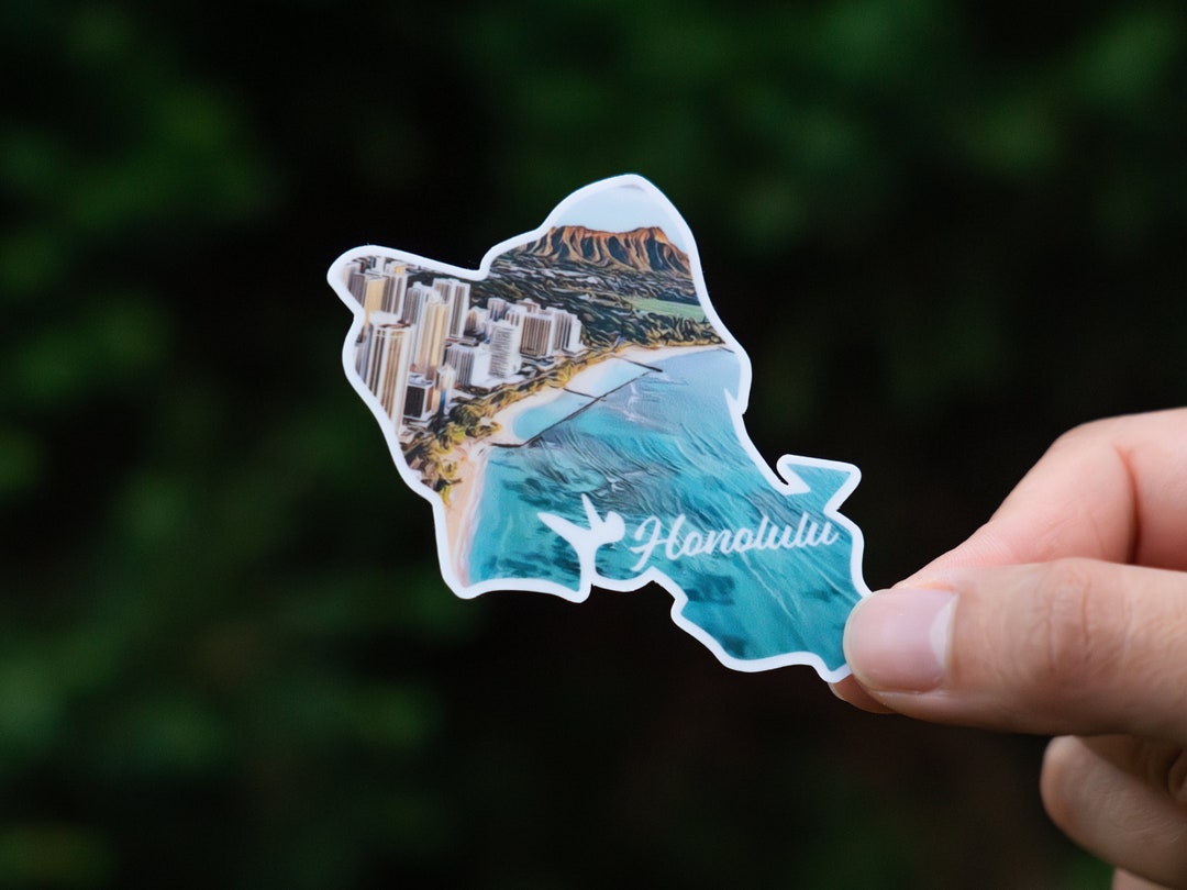 Honolulu, Hawaii・3" Waterproof Vinyl Sticker・vivid Colors・laptop ...