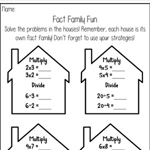 Fact Family Fun - Multiplication and Division - Five Worksheets - Etsy