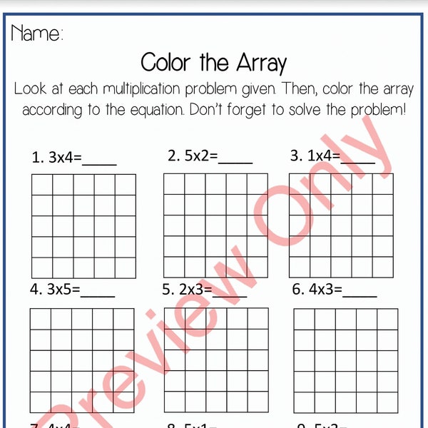 Multiplication Worksheet - Etsy