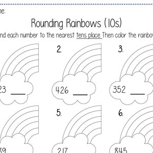 Rounding Rainbow Worksheets (10's, 100's, 1000's) - Etsy