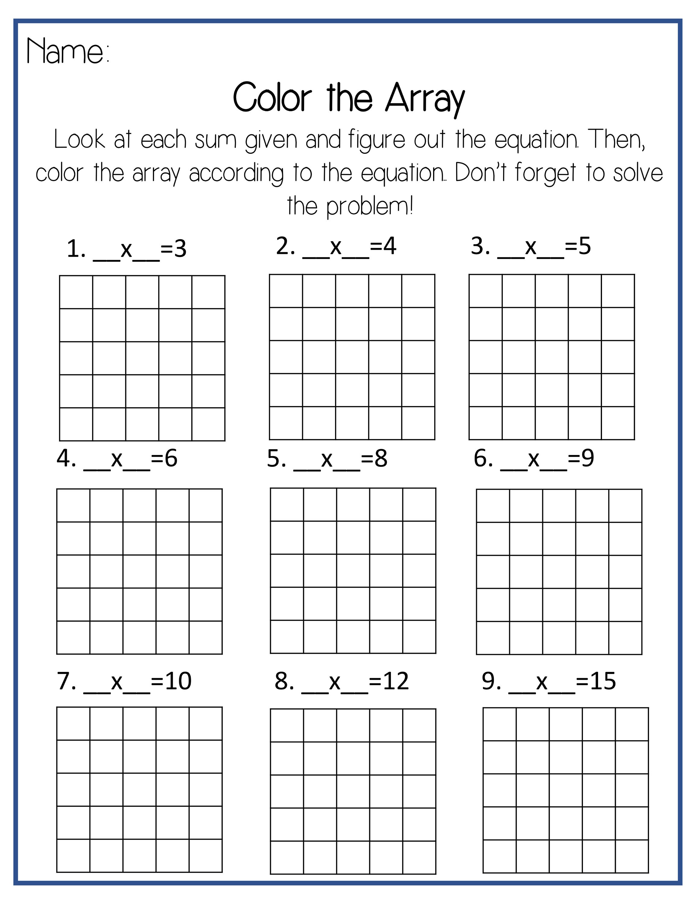 Color the Array Multiplication Eight Worksheets - Etsy UK