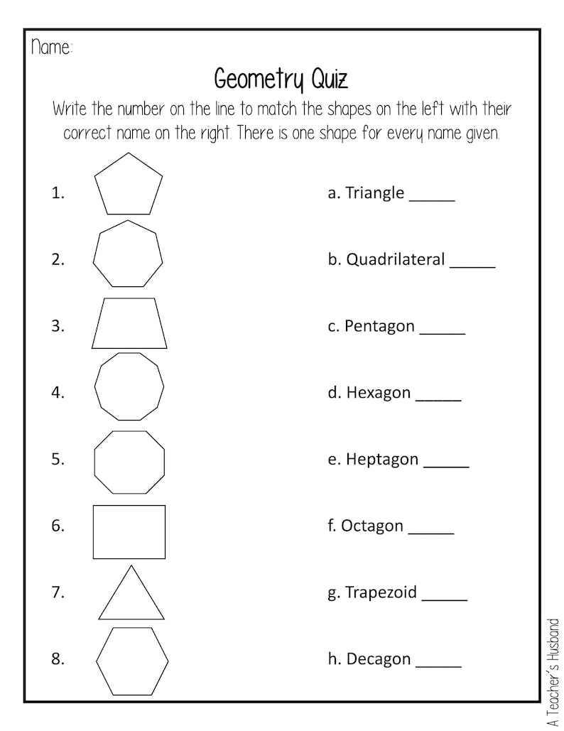 Geometry Worksheet Packet 15 Worksheets - Etsy