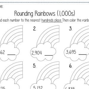 Rounding Rainbow Worksheets (10's, 100's, 1000's) - Etsy