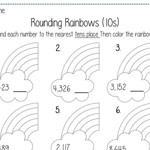Rounding Rainbow Worksheets (10's, 100's, 1000's) - Etsy