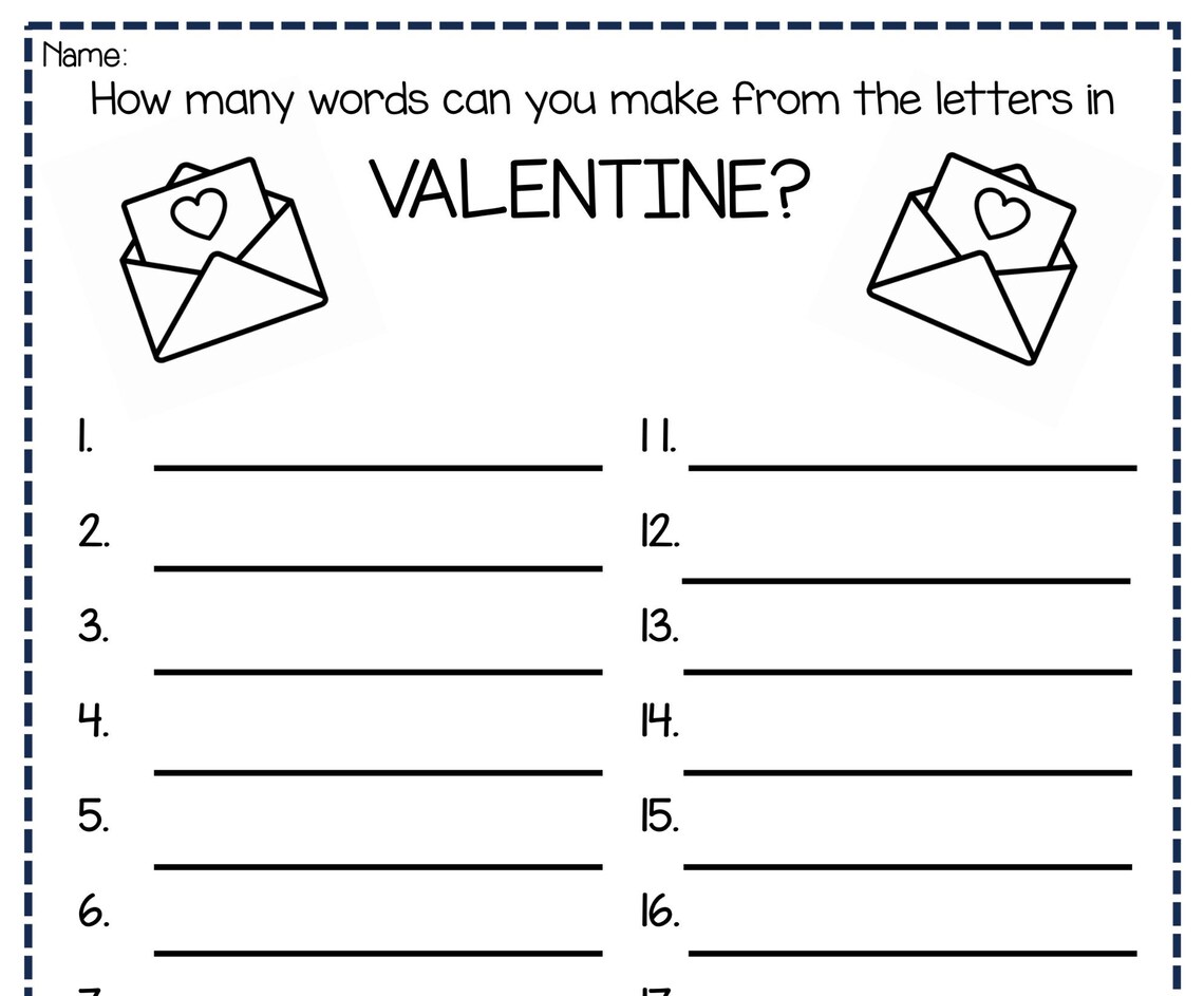 Valentine Morning Work - 14 Days - Etsy