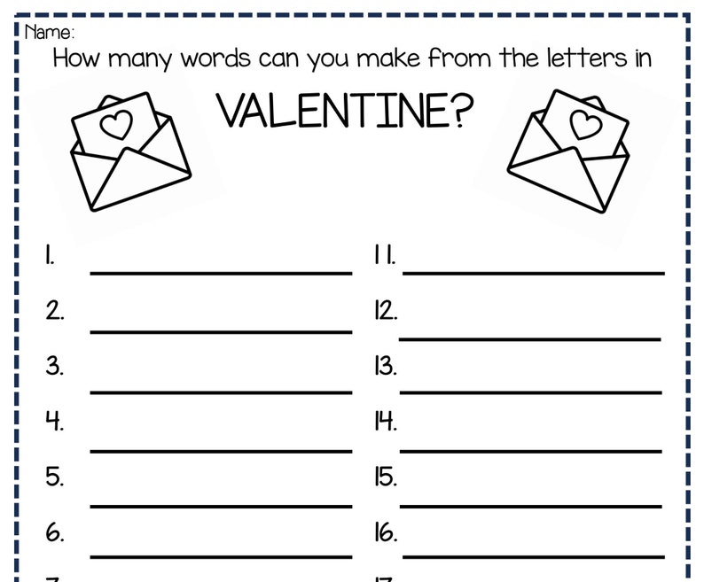 Valentine Morning Work - 14 Days - Etsy