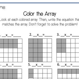 Color the Array Multiplication - Eight Worksheets - Etsy