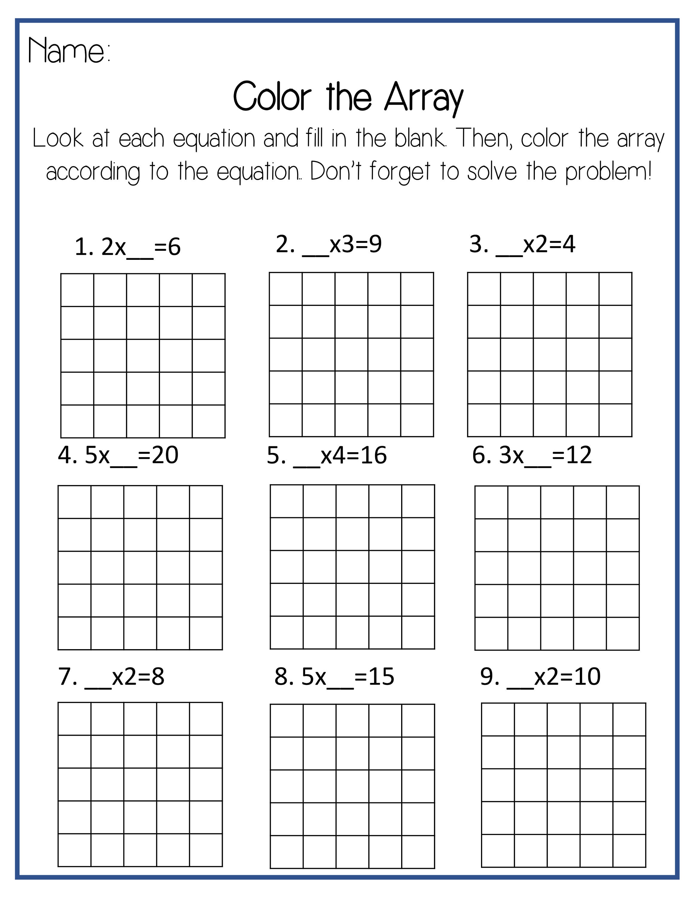 Color the Array Multiplication Eight Worksheets - Etsy UK