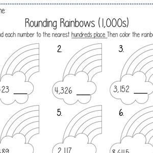 Rounding Rainbow Worksheets (10's, 100's, 1000's) - Etsy