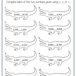 Crocodile Comparison Worksheets greater Than Less Than | Etsy