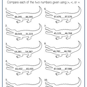 Crocodile Comparison Worksheets greater Than Less Than | Etsy
