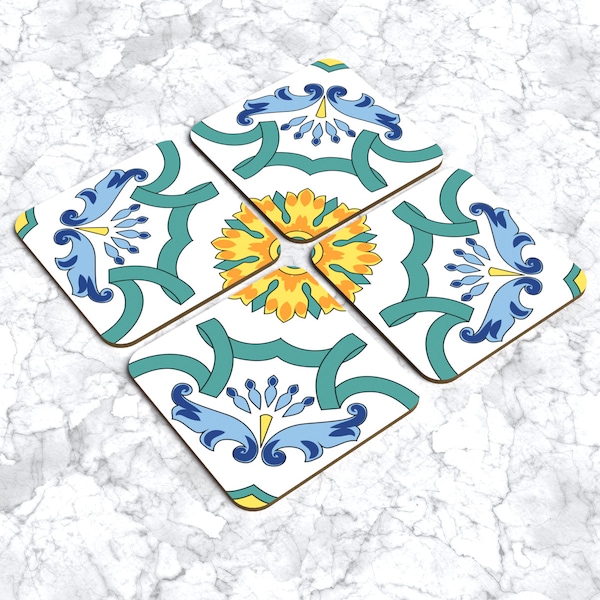 Sicilian Tile Coasters - Etsy