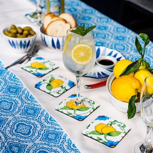 Coasters Italian Mosaic Lemon Tile | Set of 4 | Cork Backed, Durable ...