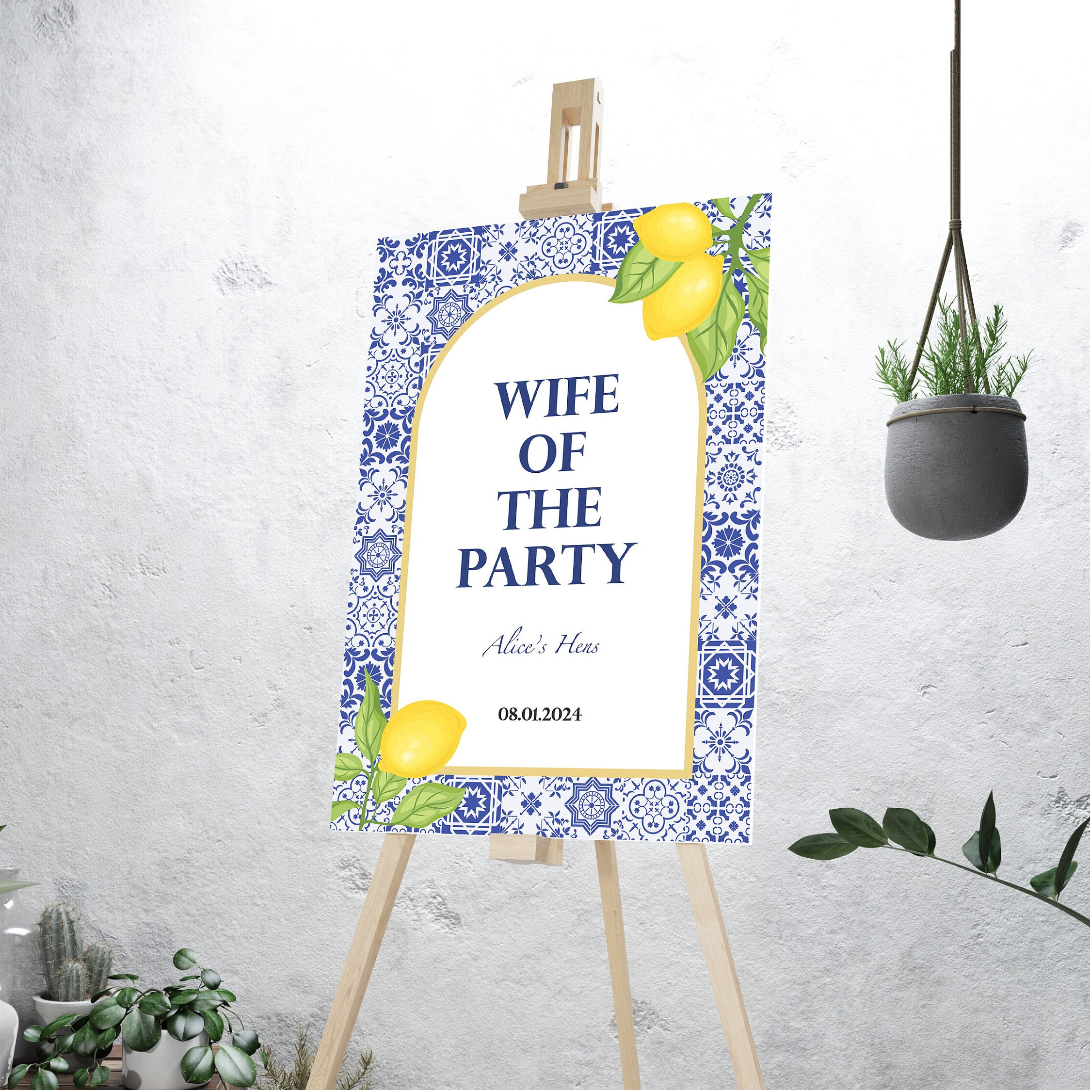 Amalfi Coast Hen Party Sign: Italian Tile Bridal Shower Welcome ...