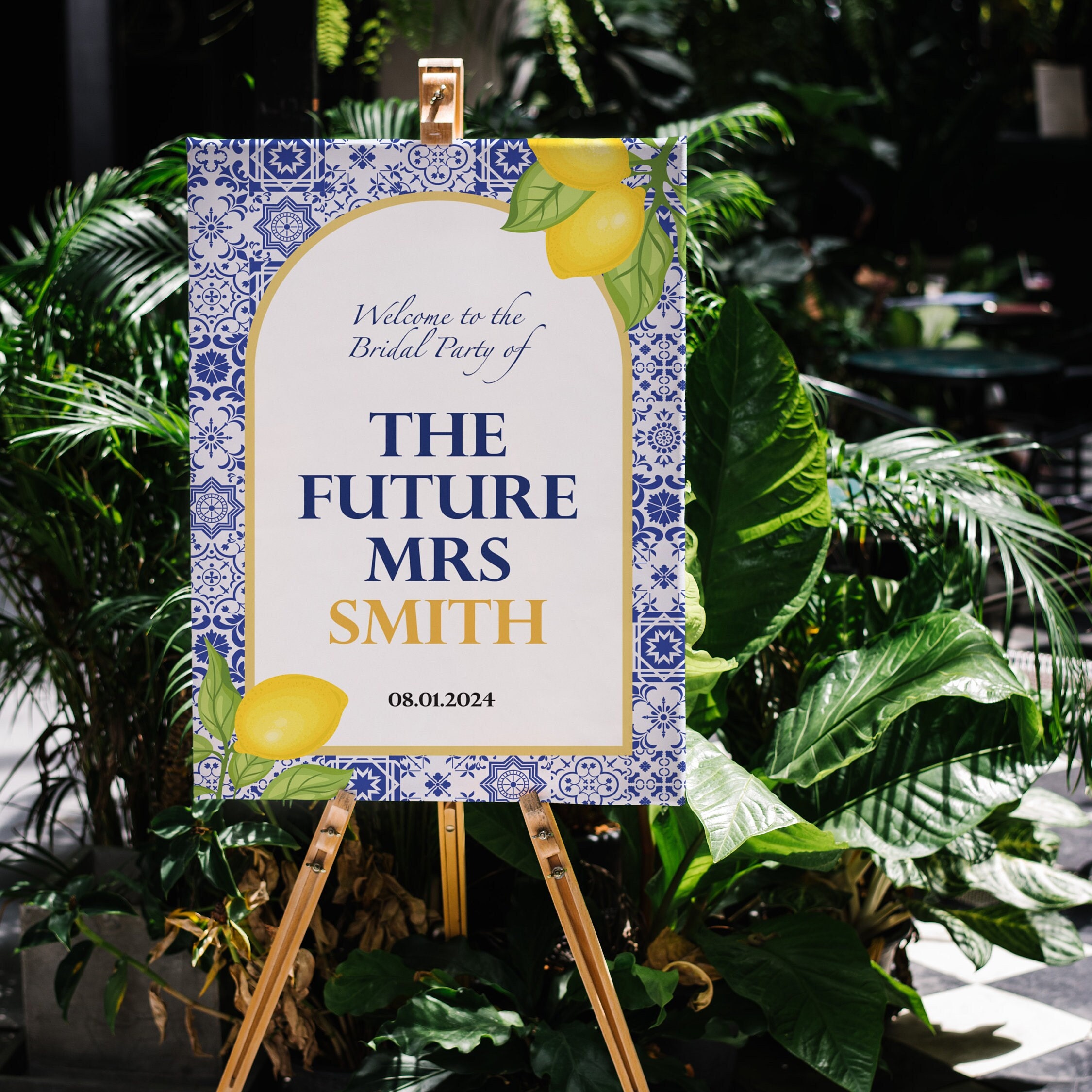 Amalfi Coast Hen Party Sign: Italian Tile Bridal Shower Welcome ...