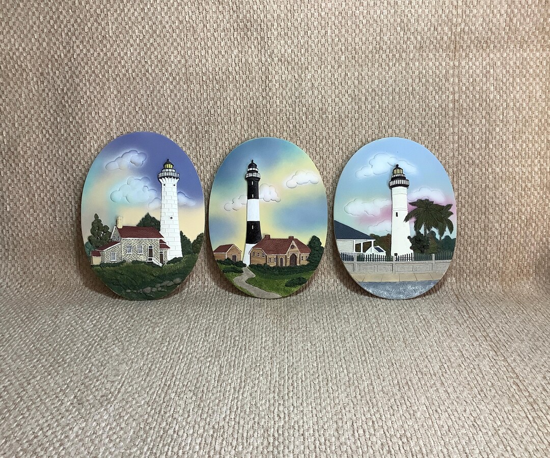 Lighthouse Plaques, 3 Different Lighthouses, Used - Etsy