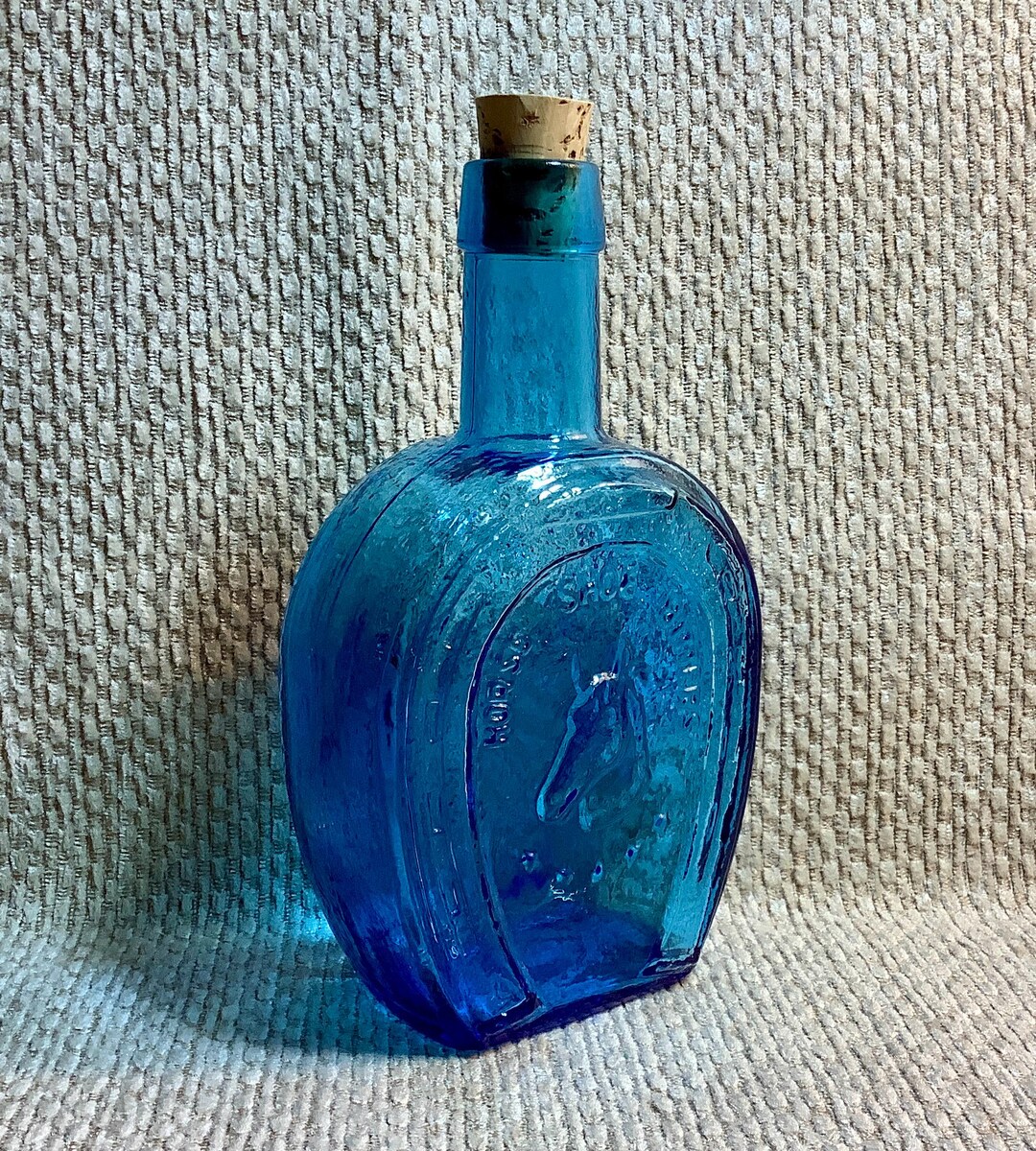 WHEATON Glass Bottle, Horse Shoe Bitters, Horse Shoe Medicine Co., Blue ...