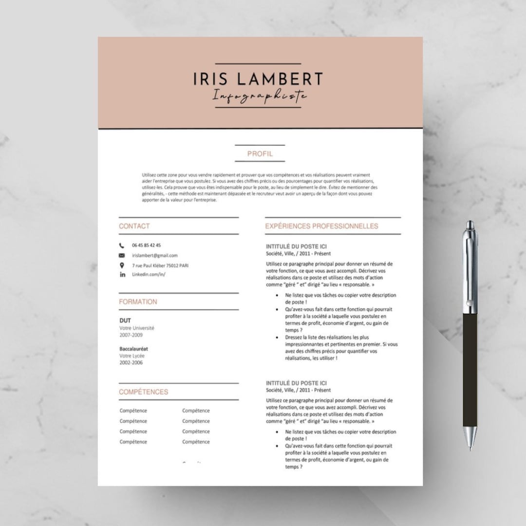 Word CV Template Editable Cover Letter in Word 3 Writing - Etsy