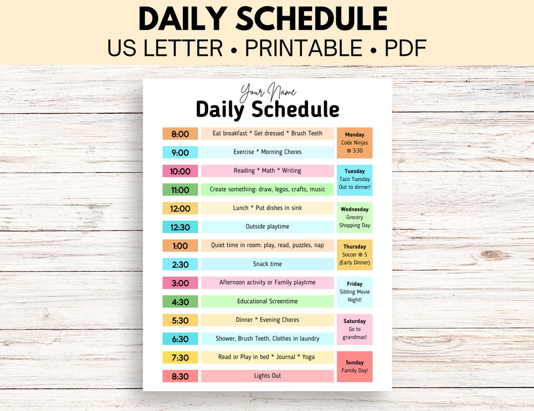 DAILY ROUTINE SCHEDULE | Daily Schedule | Everyday Schedule | Daily ...