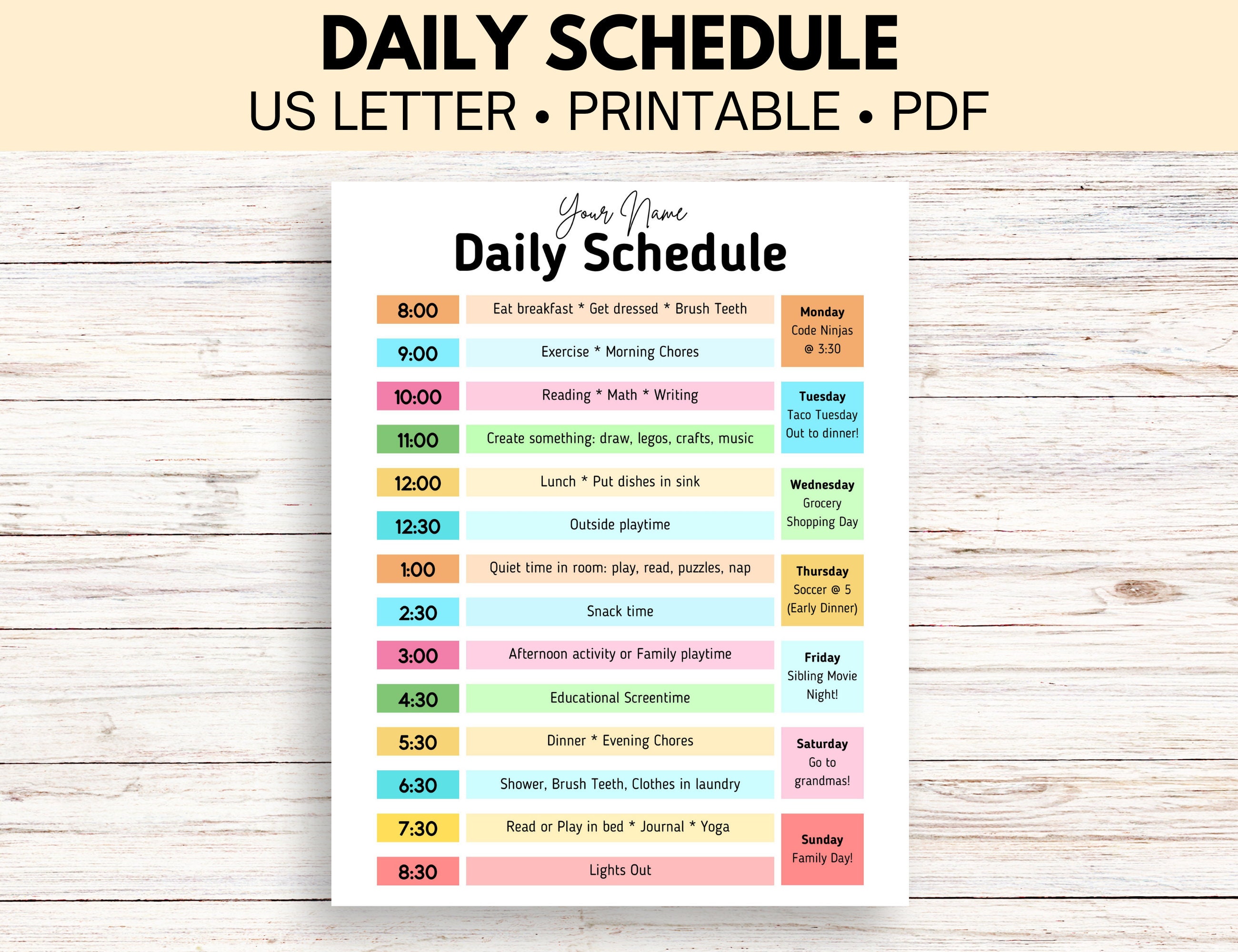 DAILY ROUTINE SCHEDULE | Daily Schedule | Everyday Schedule | Daily ...