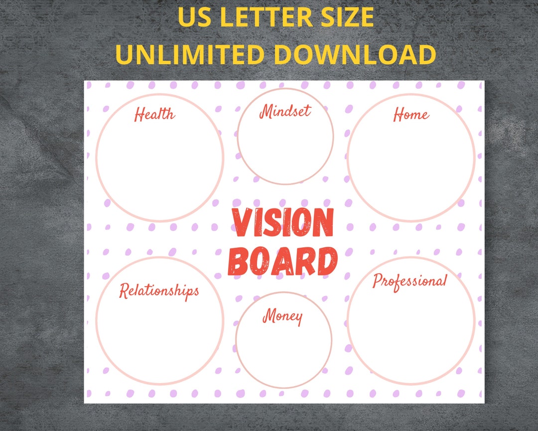 Vision Board Printable PDF | Motivation Board | Goal Board | Digital ...