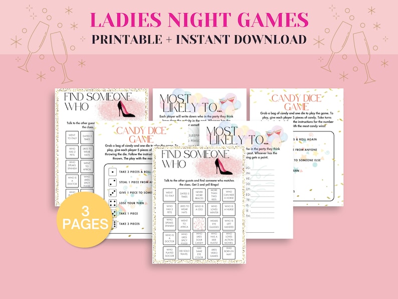 Ladies Night Games Printable Ladies Nightout Games Party Games Girls ...