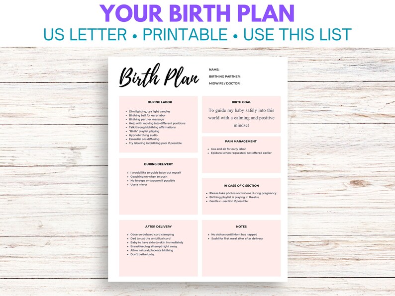 Birth Plan + Baby Packing List - Baby Planning | Birth Planning | Baby ...