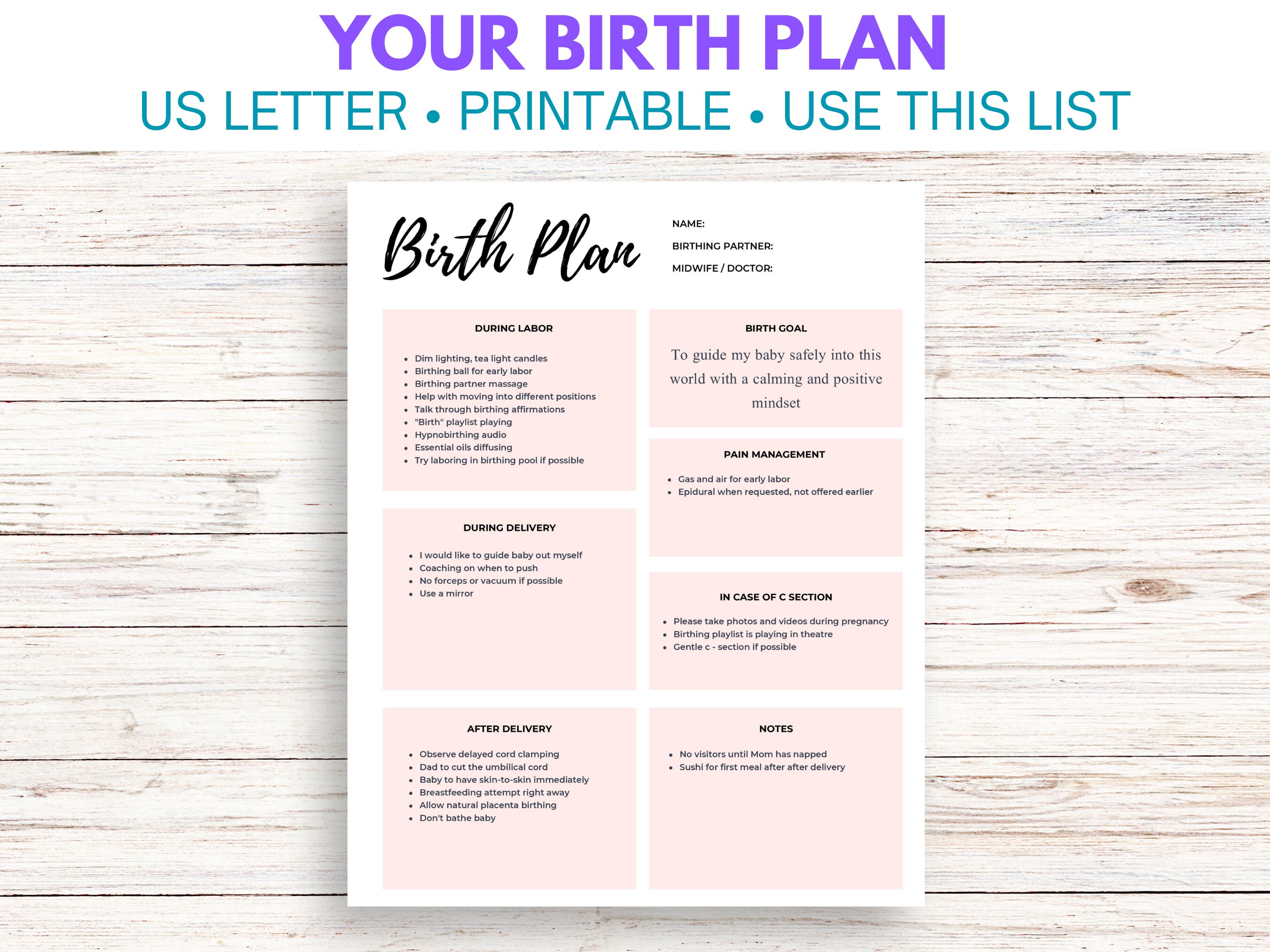 Birth Plan + Baby Packing List - Baby Planning | Birth Planning | Baby ...
