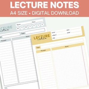Students Lecture Notes| Printable Notes Page | Notes Template | Note ...