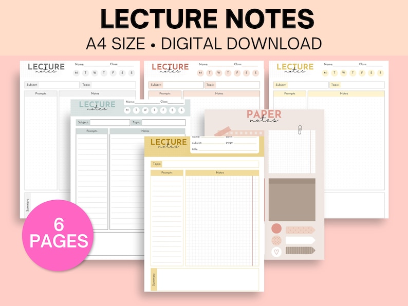 Students Lecture Notes| Printable Notes Page | Notes Template | Note ...