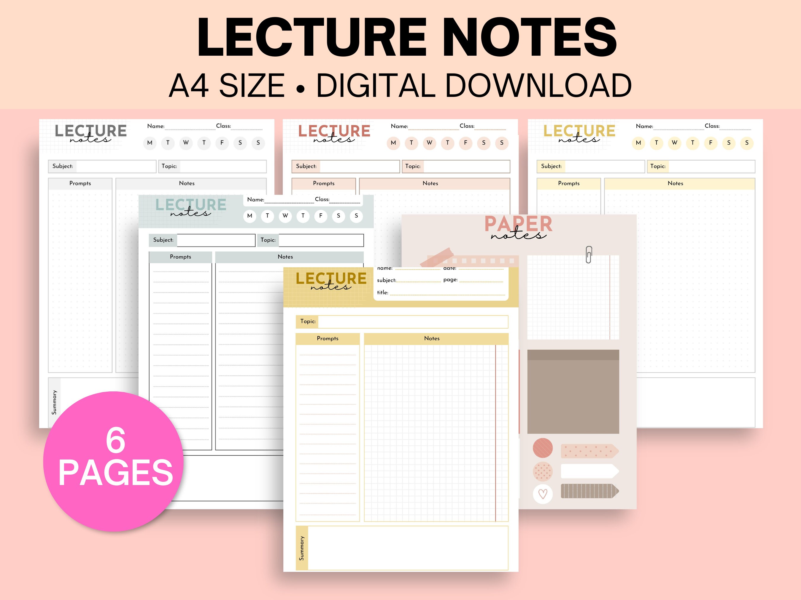 Students Lecture Notes| Printable Notes Page | Notes Template | Note ...