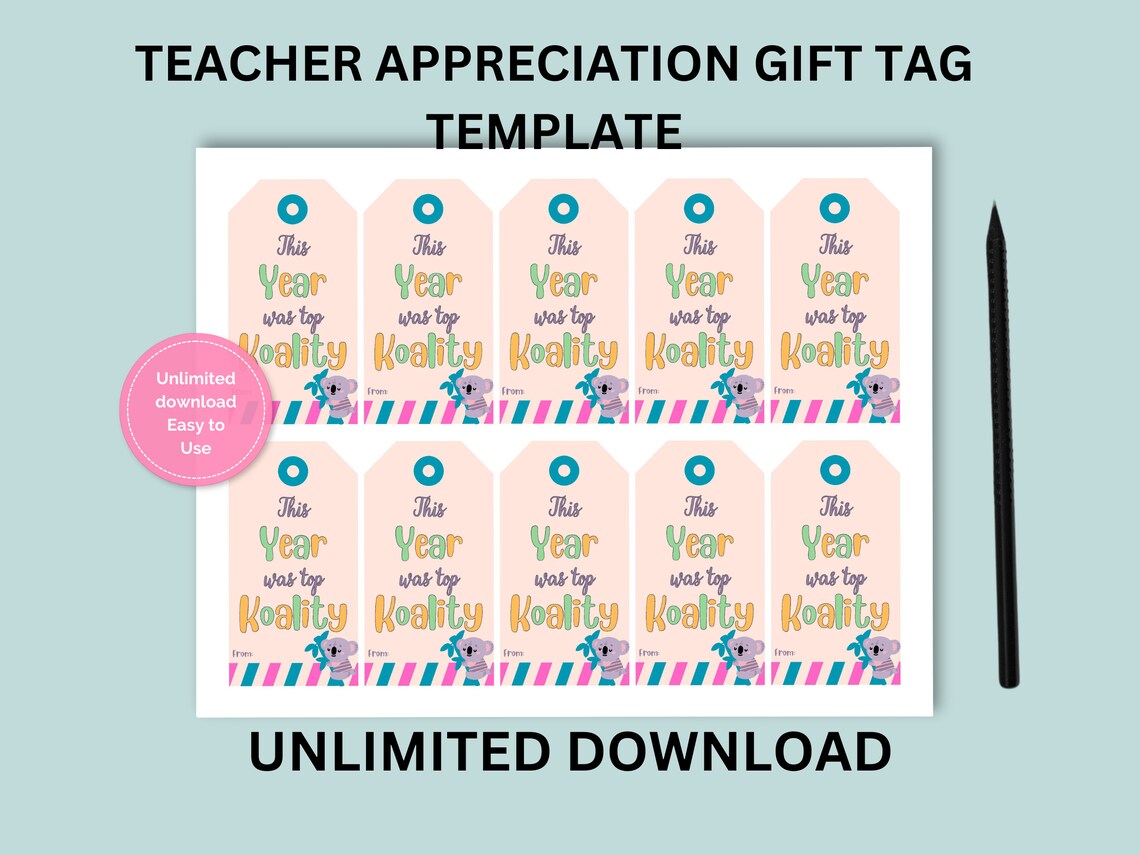 Printable Teacher Appreciation Gift Tags Teacher Thank You - Etsy