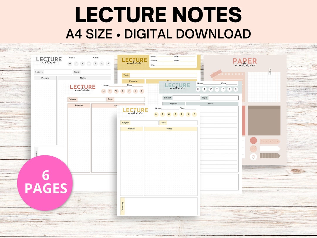 Students Lecture Notes| Printable Notes Page | Notes Template | Note ...