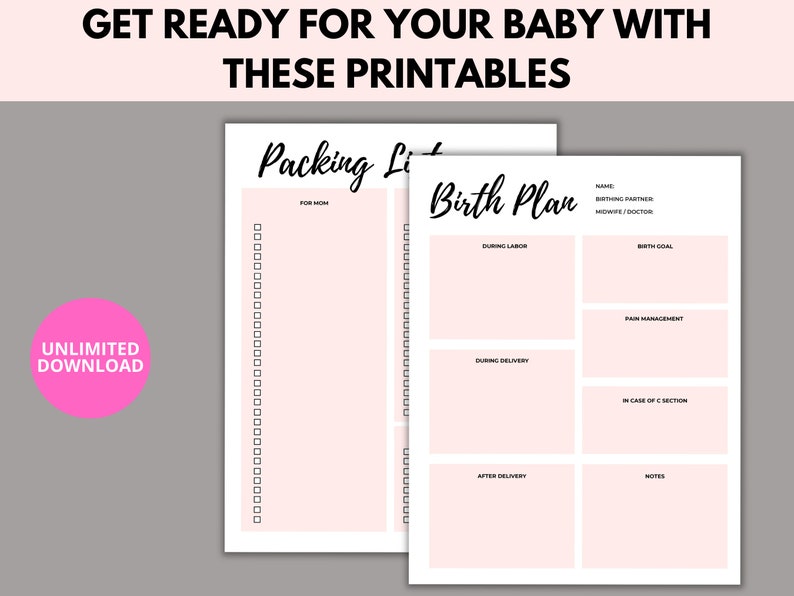 Birth Plan + Baby Packing List - Baby Planning | Birth Planning | Baby ...